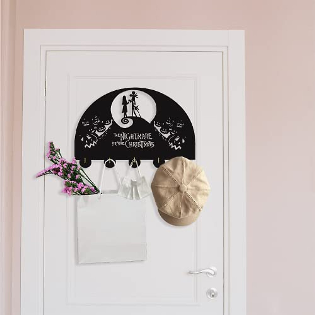 The Nightmare Before Christmas Key Hooks-Wall Hooks Heavy Duty 20LB(Max),Wall Décor,Wood Coat Hooks, Key Holder,Key Hanger for Wall、Entryway and Kitchen