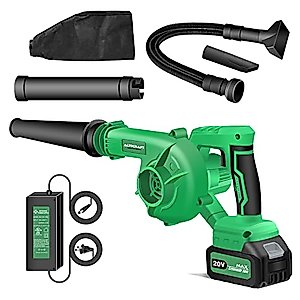 ALTOCRAFT 2-in-1 Jobsite Cordless Blower & Vacuum,20V Max Lightweight Handheld Small Dry Leaf Sawdust Blower Cleaner with 3.0Ah Battery and Charger,110MPH for Workshop Car Dust Blowing and Vacuuming