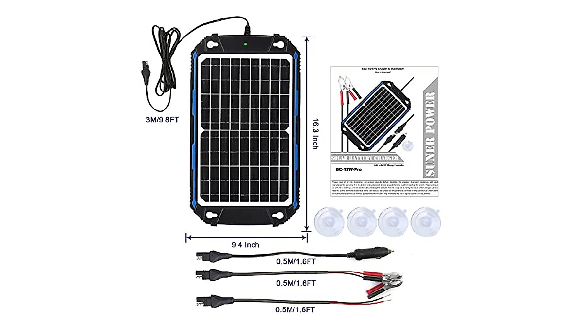 Waterproof 12V Solar Battery Charger - Efficient Power Solution