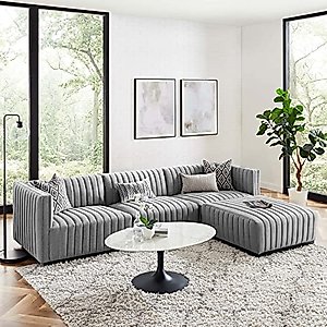 Modway Conjure Sectional, Black Light Gray