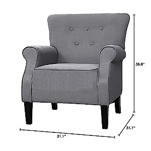 LOKATSE HOME Accent Armchair Single Sofa Modern Comfortable Furniture for Living Room, Club, Bedroom, Grey