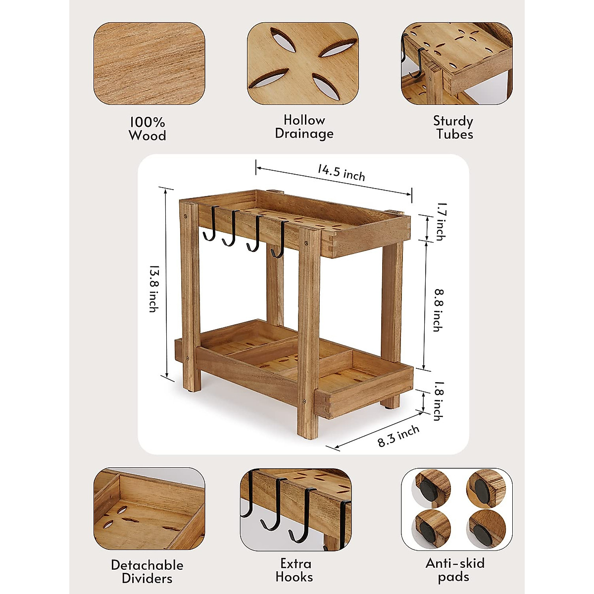Under Sink Organizers Storage 2 Tier Multi-Purpose Kitchen/Bathroom Sink organizer Wood Under the Sink Organizer for Bathroom Kitchen