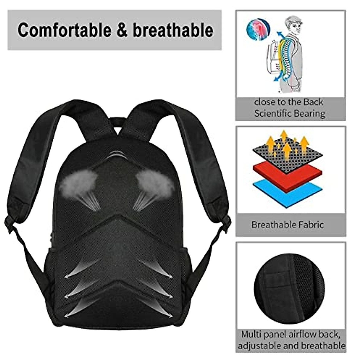 JUMFOURE Cartoon Game Backpack, Gameplayer Large Capacity Laptop Backpack with Side Pockets and Pencil Case -6