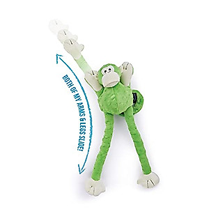 goDog Crazy Tugs Monkeys with Chew Guard Tough Plush Dog Toy, Green, Large