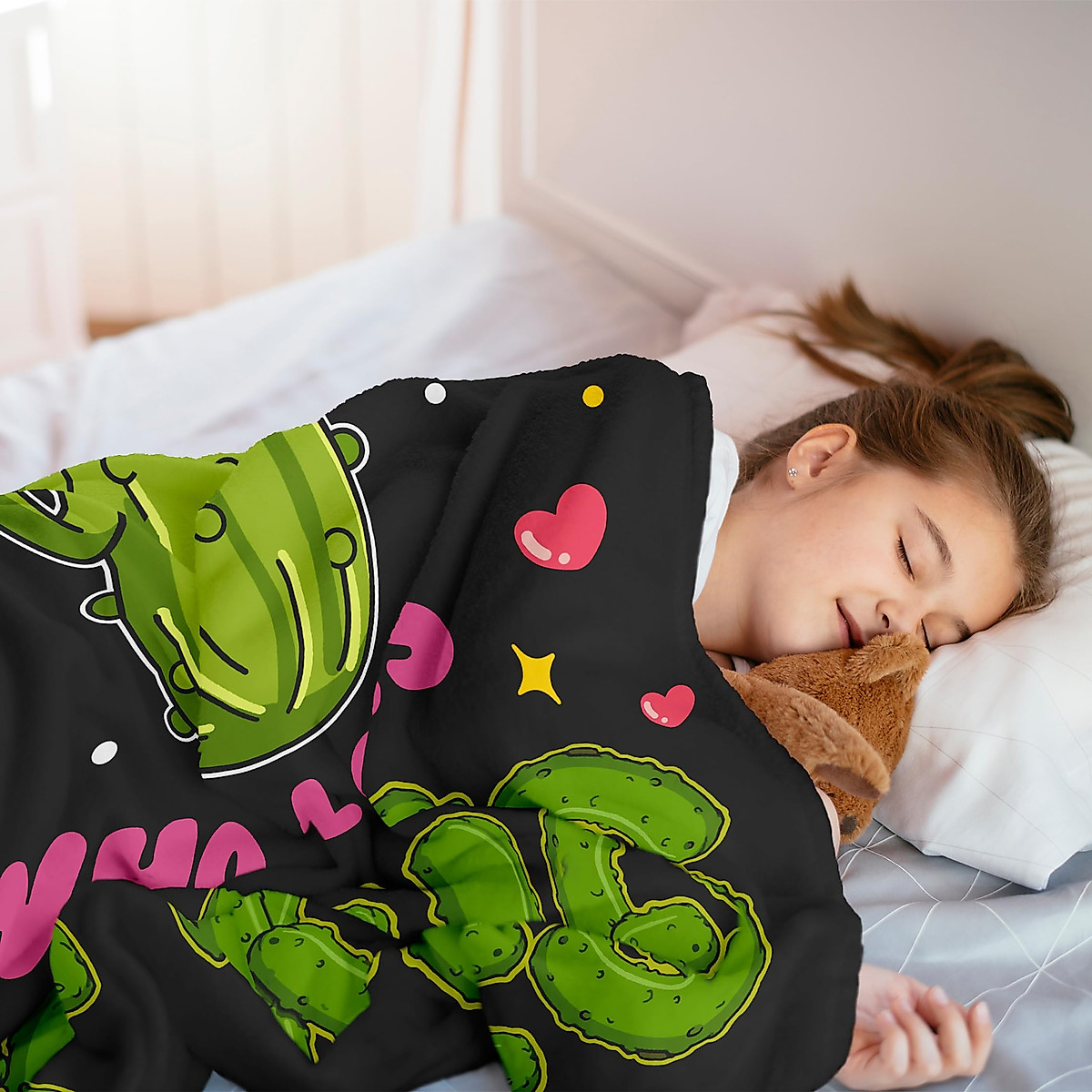 Jepufo Pickle Gifts Blanket, Pickle Gifts for Pickle Lovers, Funny Pickles Gifts for Kids, Just a Girl Who Loves Pickles Blanket, Best Pickle Gifts Birthday Christmas Ideas Blanket 40"X50"