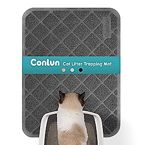 Conlun Cat Litter Mat Litter Trapping Mat, 24" x 17" Premium Durable PVC Grid Mesh with Scatter Control, Non-Slip, Less Waste Cat Litter Box Mat, Soft on Kitty’s Paws, Urine Waterproof
