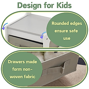 Karl home Kids Table and Chairs, 3 in 1 Toddler Table and Chair Set, Activity Table with Storage, Wood Kids Desk Chair for Kids 1-3 Years Old, Craft Table, Playroom, Living Room, Grayish-White