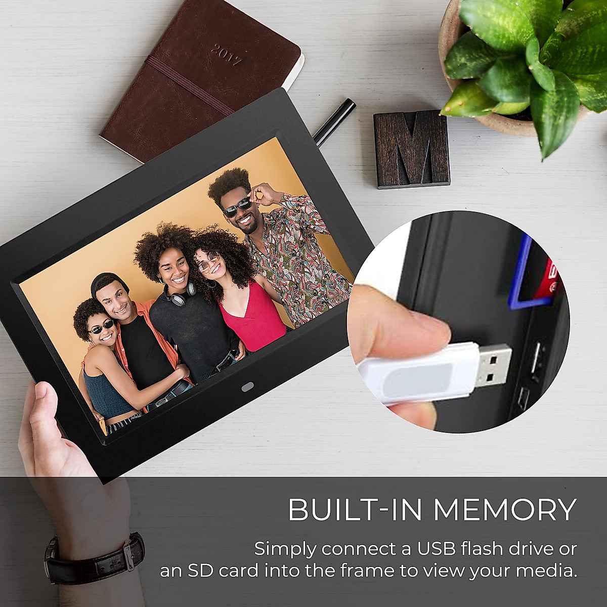 10 inch Digital Picture Frame, Sonicgrace USB Digital Photo Frames with Remote Control,16:9 LCD Screen with Slide Show,Plug and Play, Support SD Card, Gifts for Parents, Family, Women