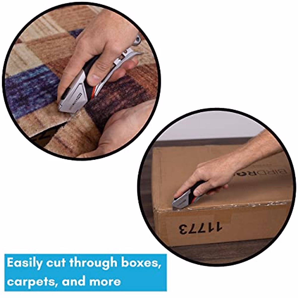 BIRDROCK HOME 1pk Professional Safety Utility Knife - Retractable - Heavy Duty Box Cutter - Safe Blade Lock - Extra Blades - Ergonomic Grip