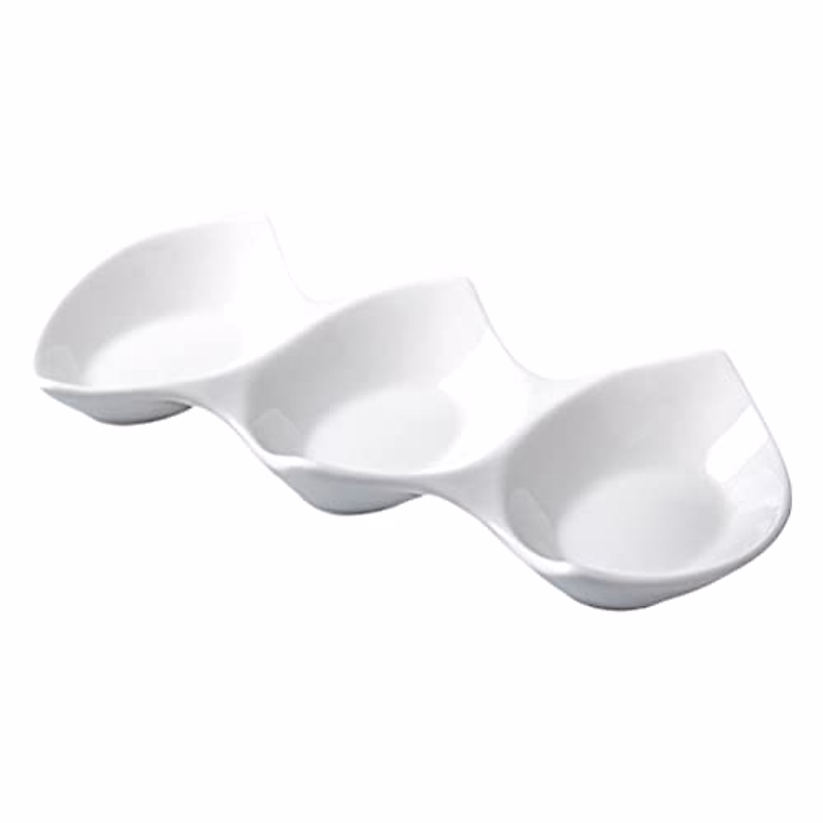 YARNOW 3 Compartment Plates 11 Inches Ceramic Serving Platter 3 Compartment Appetizer Serving Tray White Sauce Plate for Home Use Divided Serving Tray