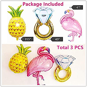 JeVenis Set of 3 Flamingo Balloons Pineapple Balloons Ring Balloon Flamingo Bachelorette Decoration Beach Bach Balloons Flamingo Engagement Party Decor Tropical Bridal Shower Decoration Final Flamingle Decoration
