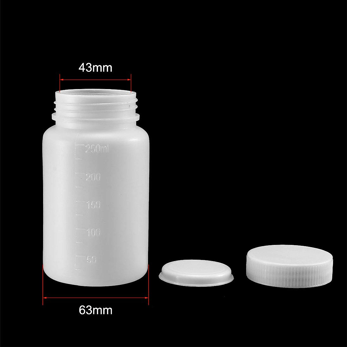 uxcell Plastic Lab Chemical Reagent Bottle 250ml/8.5oz Wide Mouth Sample Sealing Liquid Storage Containers 5pcs