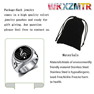 WKXZMTR Music Ring Music Inspired Wedding Band Anniversary Ring for Men and Women Music Lover Rings Musician Jewelry (Music Rings 7)