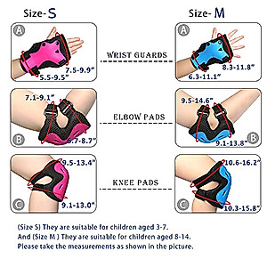 Spoligod Knee Pads for Kids/Youth, Kids Protective Gear Set with Adjustable Elbow Pads/Wrist Guards Suitable for Girls & Boys’ Rollerblading Skateboard Cycling Skating Bike Scooter (Pink, M)…