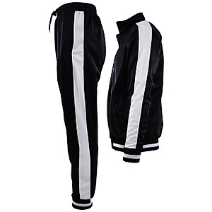 ChoiceApparel Mens Athletic 2 Piece Tracksuit Set (XL, 877-Black)