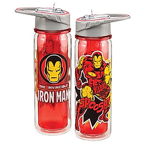 Vandor 26610 Marvel The Invincible Iron Man 18 oz Tritan Water Bottle, Red, Black, and Yellow
