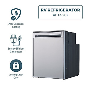 Equator 12V/DC Mini-Fridge Freezer 2.8cf Stainless for RV BOAT OFF-GRID 2 Doors