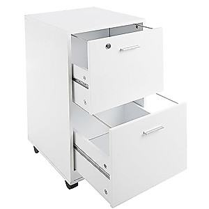 Lavish Home File Cabinet - 2-Drawer Cabinet with Lock and Deep Drawer Storage - Rolling Filing Cabinet for Under The Desk, Home, or Office (White)