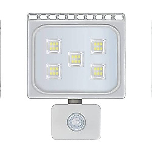 Houssem 30W LED Flood Light with PIR Security Lighting Outside Spotlight Led Search Lamp 110V Floodlights for Outdoor Garden Street Square Cool White[Energy Class A+]