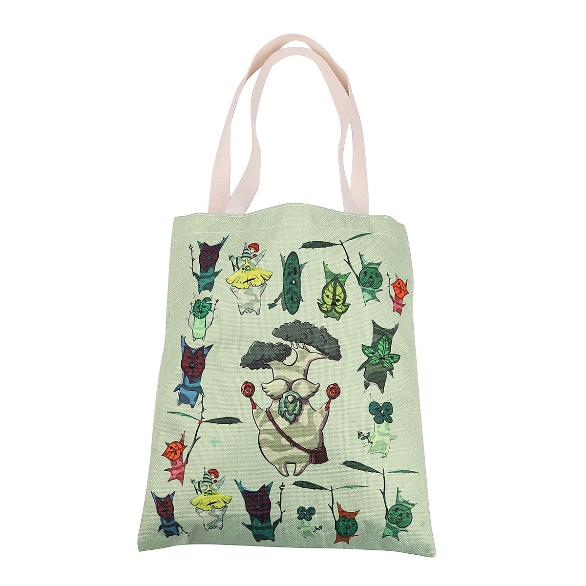 ZJXHPO The Legend Of Dad Tote Bag Zelda Korok Reusable Grocery Shopping Bag Zelda Shoulder Bag Korok Dad Handbag Gamer Gift (Green Tote)