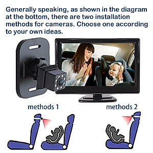 5 Inches AllRuby Baby Car Camera Monitor,Baby car Mirror,Digital display,View Infant in Rear Facing Seat with Wide Clear View,Aimed at Baby-Easily to Observe The Baby's Every Move,Come with 2 mounts.
