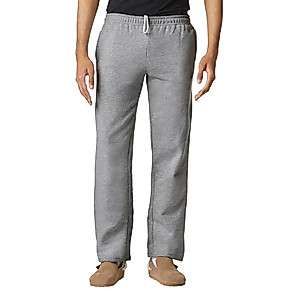 Gildan Adult Fleece Open Bottom Sweatpants with Pockets, Style G18300, Sport Grey, Large
