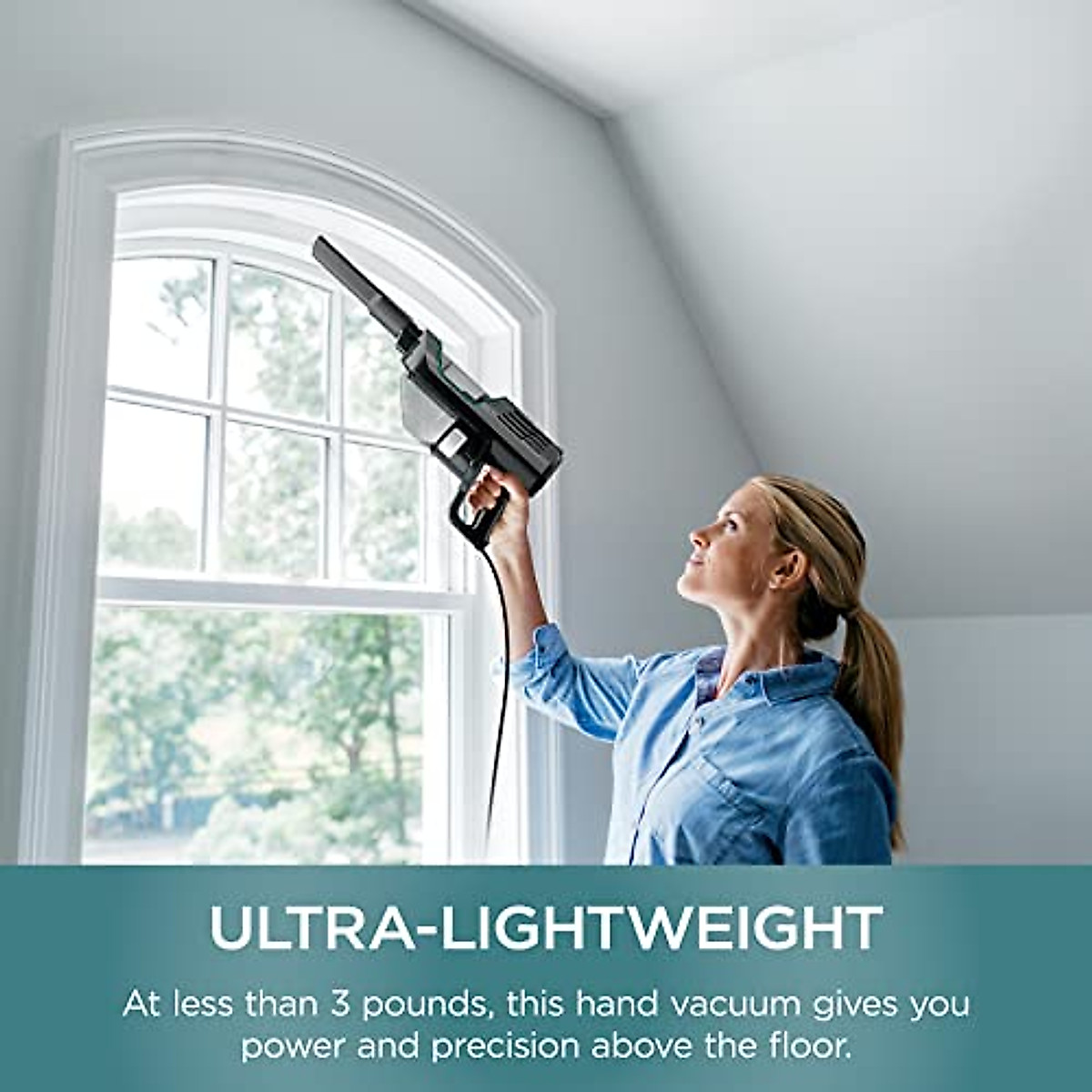 Shark HH202 Ultralight Corded Handheld Vacuum with Self-Cleaning Power Brush & Crevice Tool, Hypervelocity Suction & Removable, Perfect for Pets, Teal, 0.35 Qt. Dust Cup