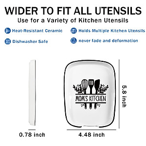 Flower Pattern Fork Spoon Rest Mom's Kitchen, Ceramic Kitchenware Spoon Rest Suitable for Dining Table, Dinner Party, Kitchen Countertop or Stove Top Kitchen Accessory Gift for Mother