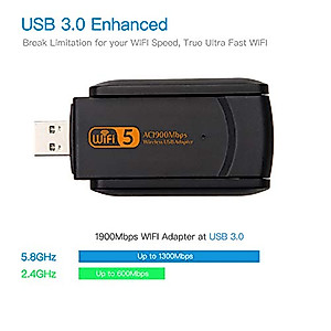 XVZ USB WiFi Adapter, 1900mbps Dual Band 2.4G/ 5G Wireless Adapter, Mini Wireless Network Card WiFi Dongle for Laptop/Desktop/PC, Support Windows10/8/8.1/7