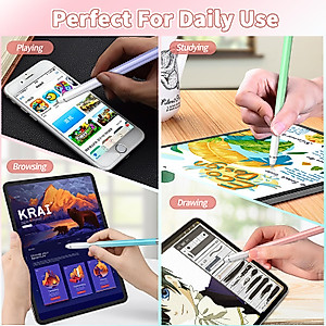 FEUHAISHI 4 Pack Universal Stylus Pens for Touch Screens, High Sensitivity Fiber Tips, Compatible with Apple/iPhone/iPad/iOS/Android/Samsung Tablets and More (Colourful)