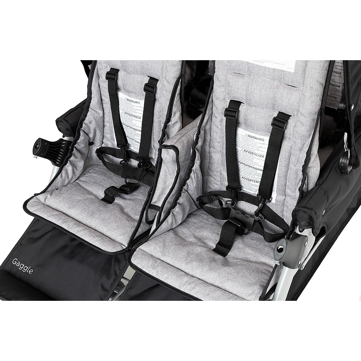 Gaggle by Foundations Jamboree 6-Seat Multi-Child Stroller with Oversized UV Blocking Canopy, Compact Folding Stroller, Easy Loading, Storage Bucket (Black)