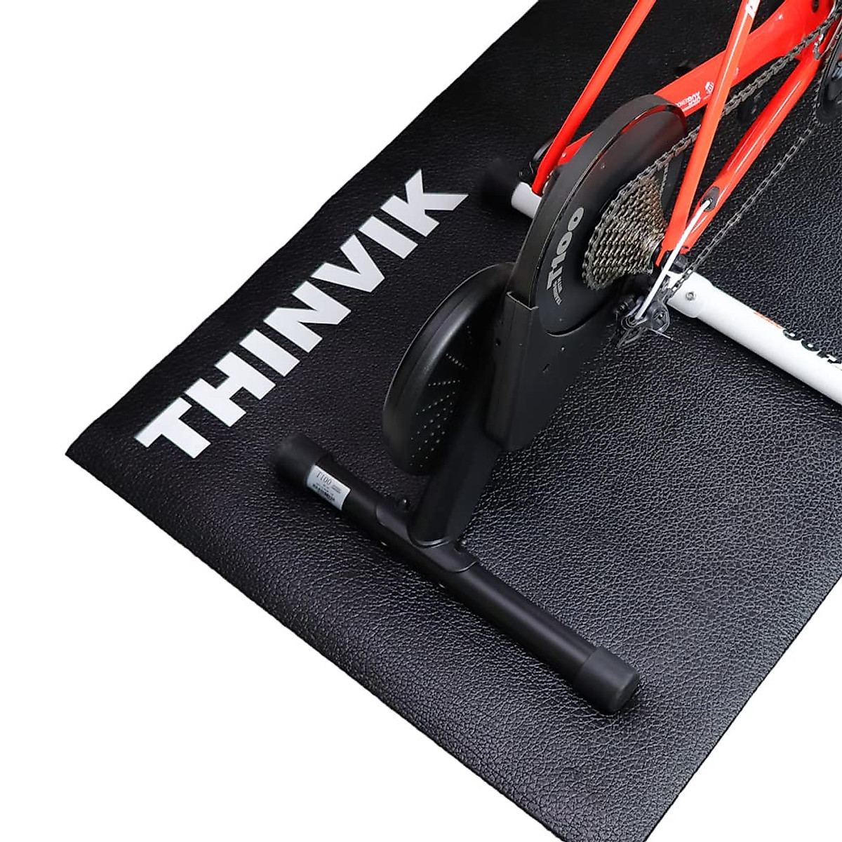 Thinvik Bike Mat PVC Environmental for Peloton Spinning Bike & Wahoo Kickr - Bicycle Trainer Mat for Cycleops Rowe Indoor Cycling Exercise Stationary Bike mat with Stone Texture 30*60in 4mm thickness