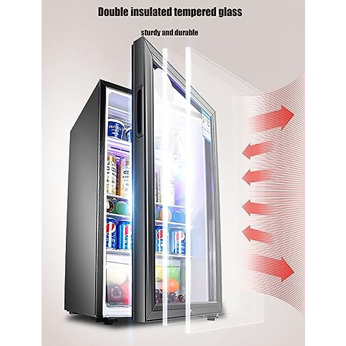Rrgear Stainless Steel Beverage Refrigerator with Internal Fan - 120-Can Capacity Perfect for Cooling Drinks
