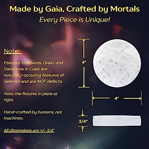 Om Zone Selenite Charging Plate for Cleansing Crystals & Healing Stones, Meditation, Reiki, Protection Crystals, Spiritual Gift (1, 4" Round)