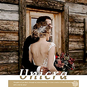 Unicra Bride Flower Wedding Hair Vine Crystal Bridal Hair Piece Rhinestone Party Hair Accessories Leaf Jewelry Bead Headpiece for Women and Girls (Silver)