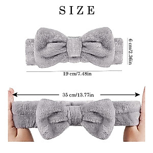 NYKKOLA 2 Pack Spa Headband,Bowknot Coral Fleece Elastic Headband With 2 Silicone Face Mask Brush,for Women Girls Washing Face Beauty Skincare And Sports. (Gray,Pink)