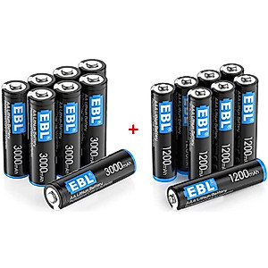 EBL 8 Pack 1.5V Lithium AA and 8 Pack Lithium AAA Batteries High Performance Constant Volt Lithium Battery