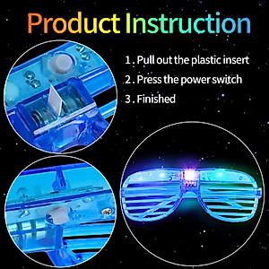 15 Pack Light Up Glasses 5 Colors Glow in The Dark LED Glasses Party Supplies for Kids Adults 80s Shutter Shades Neon Party Favors