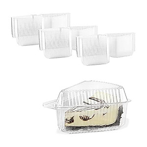 Cake Slice Container-Clear Cake Cheesecake Pie Slice Containers with Medium Dome Lid, Disposable Hinged, Pack of 50