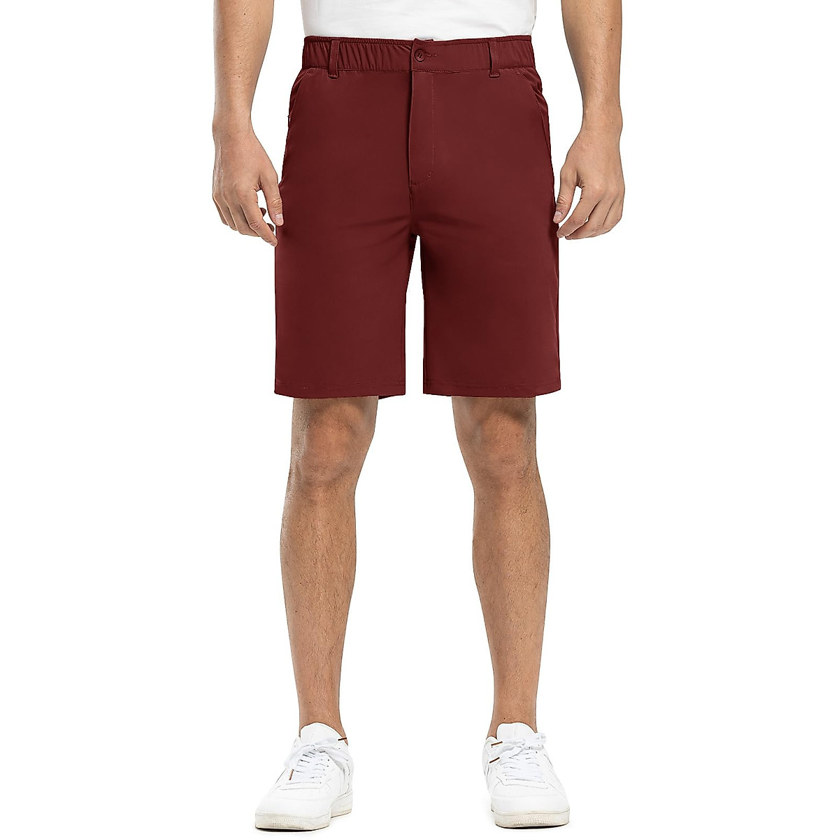 Rdruko Men's Work Shorts Stretch Dry Fit Golf Dress Sports Shorts(Wine Red, US 36)