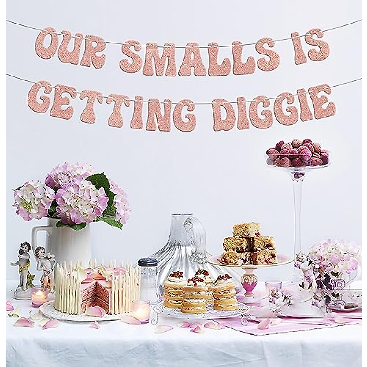 Our smalls is getting biggie banner, 1st Birthday Decorations，Notorious The Big One Biggie 1st Birthday Decor For Kids, Hip Hop Theme First Birthday Baby Shower Party Supplies Rose Gold Glitte.