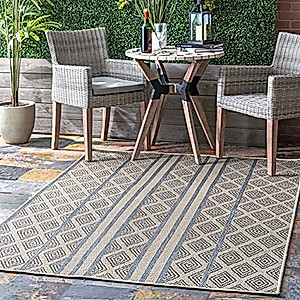 nuLOOM Charter Banded Trellis Indoor/Outdoor Area Rug, 5' x 8', Light Grey