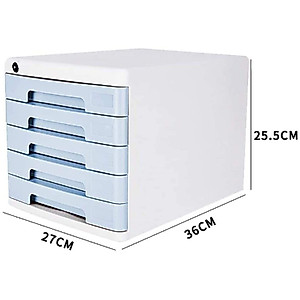 SHABOZ File Cabinets Multifunctional Storage Cabinets, Flat, File Confidential Plastic Storage Cabinets, Office Desk Organizers, and Useful Plastic Drawers On The Upper Layer (Blue)
