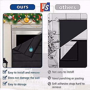 Fireplace Cover, Magnetic Fireplace Blocker Blanket Stops Heat Loss, Indoor Fireplace Draft Stopper Save Energy, Magnetic Fireplace Draft Cover for Iron Fireplace Frame(46" W x 35" H)