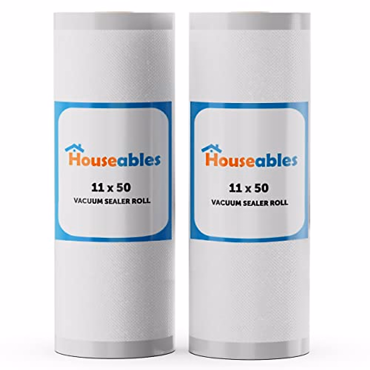 Houseables Vacuum Sealer Bags, Food Saver Rolls, Sous Vide Seal Bag, 11 Inch x 50 Ft, 2 Pack, Heavy Duty, Vaccum Sealed Roll, For Meal Storage, Vac Sealing Machine, Freezer, Reusable, Resealable