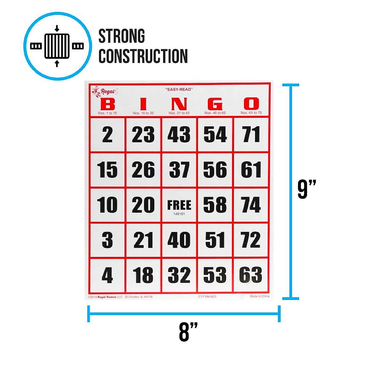 Regal Bingo Jumbo Bingo Cards Deck Reusable - Bingo Games for Family - 50 Playing Cards