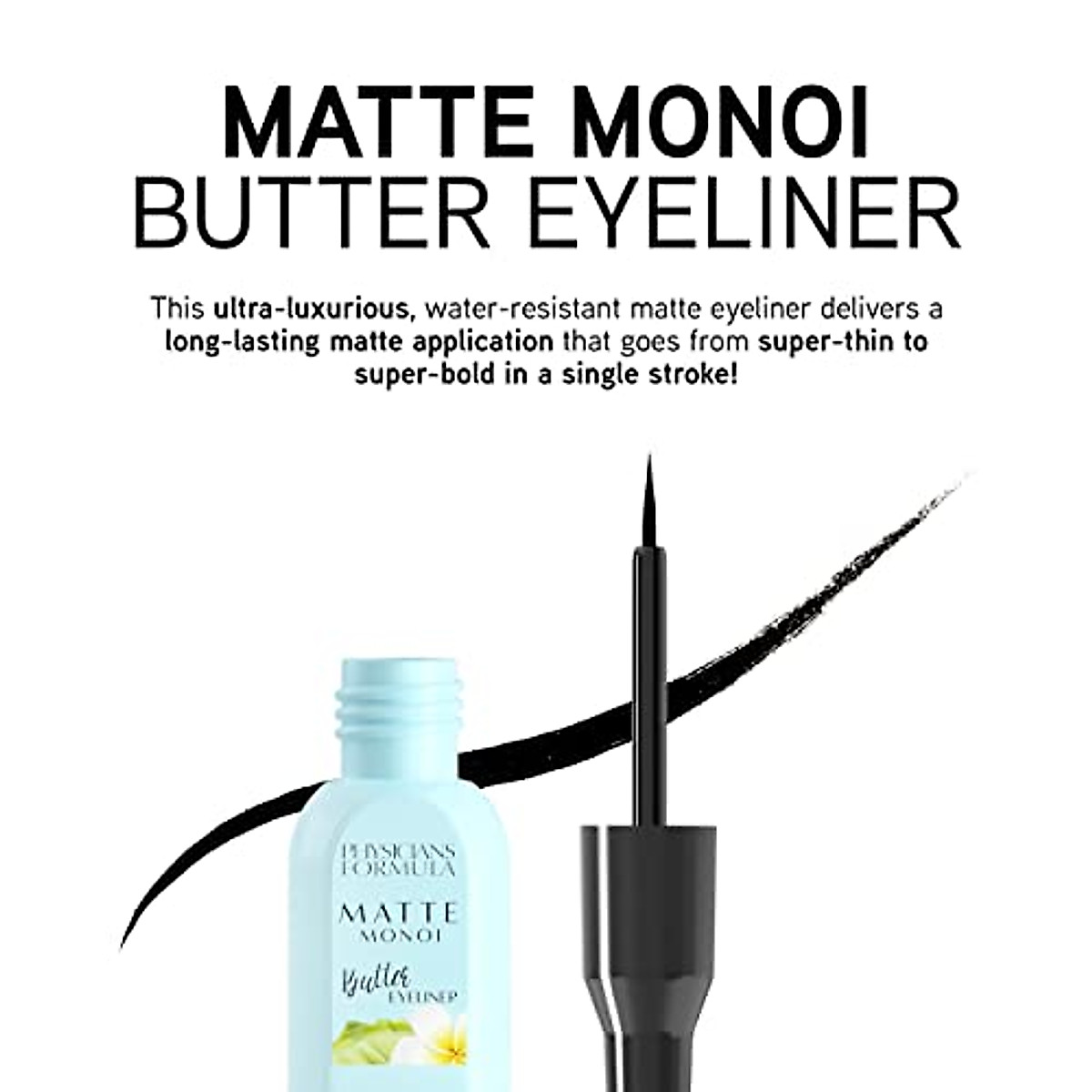 Physicians Formula Matte Monoi Butter Liquid Matte Eyeliner, Eye Makeup, Dermatologist Tested, Black, Brush Eye Liner