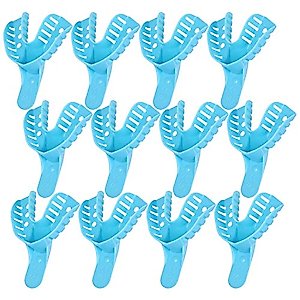 JMU Dental Impression Tray 12 Pcs, Perforated Disposable Impression Trays, 4 Medium Lower