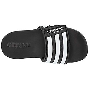 adidas unisex child Adilette Comfort Adjustable Slide, Black, 4 Big Kid US