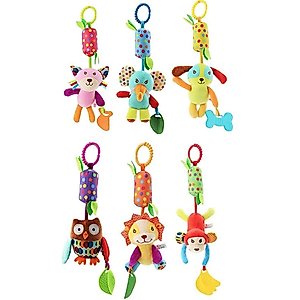 BornCare Baby Crib Hanging Plush Toys with Rattle c-Clip, with teether 0 to 24 mths